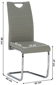 Kondela Jídelní židle, ekokůže světle šedá, světlé šití / chrom, ABIRA NEW