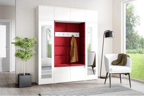 Eka Předsíňová stěna s čalouněnými panely Trinity 32 - Bílá / Rubínová 2324