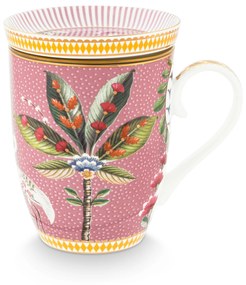 Pip Studio La Majorelle sada na čaj, růžová (sada hrnečku, sítka a tácku na čaj pro jednoho)