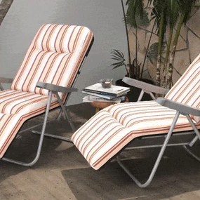 Outsunny Outdoorové lehátko set 2 ks, nastavitelný do 5 poloh s polštářem, 60x75x102 cm, šedá/oranžová