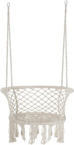 Outsunny Boho Chic Styl Zahradní Houpací Síť, Polyester a Makramé Zavěšené Křeslo pro Vnitřní a Venkovní Použití, Krémové, 80x60x36cm | Aosom