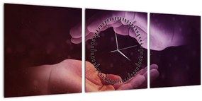 Obraz rukou (s hodinami) (90x30 cm)