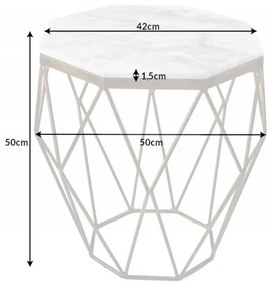 Bílý mramorový konferenční stolek Diamond 50 cm