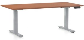 Výškově nastavitelný stůl OfficeTech D, 160 x 80 cm, šedá podnož, třešeň