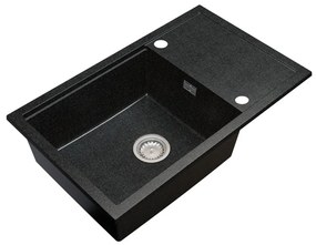 Gamma Advance 8050, 1-komorový granitový dřez 800x500x210 mm, černá se zlatými body, GMA-ZLE000148