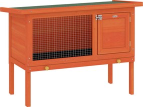 PawHut Zající kurník zvýšený králíkárna ze dřeva s otevíratelnou bitumenovou střechou vysouvací zásuvka 90x45x65 cm Oranžová