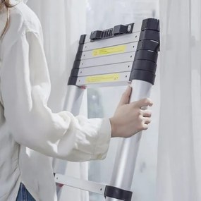 Teleskopický žebřík, 3,2 m hliníkový skládací skládací žebřík s jedním tlačítkem