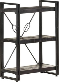 Knihovna se 3 policemi černá 60 x 30 x 80 cm masivní mangovník 320626