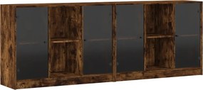 Knihovna s dvířky kouřový dub 204 x 37 x 75 cm kompozitní dřevo 3206535