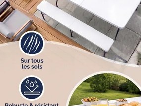 Pivní set se stolem a lavicemi 3dílný plast bílý 183cm