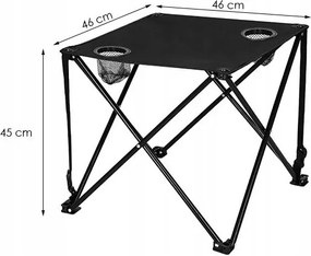 Kempingový stolek 46x46x45 cm, černý SPRINGOS KOMPAKT