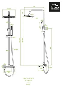 Laveo Tores, nástěnná sprchová souprava s otočnou vanovou výlevkou, grafitová, LAV-PLT_90KB