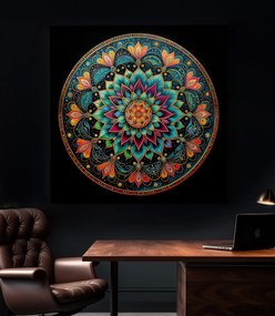 Obraz na plátně - Mandala Zlatý emerald FeelHappy.cz Velikost obrazu: 100 x 100 cm