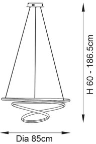 Endon 97639 - LED Stmívatelný lustr na lanku TWIRL LED/88W/230V 3000K zlatá