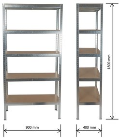 Policový regál | 5 polic | 900 x 400 x 1800 mm Matabro MB-SH01,