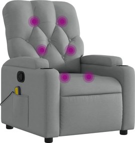 Masážní křeslo s polohovacím mechanismem, světle šedé, látkové 3205664