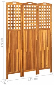 Paravan akáciové dřevo Dekorhome 121x170 cm (3-dílný)