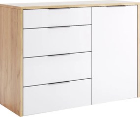 Komoda 1dv 4šx dub kraft / bílá Asti