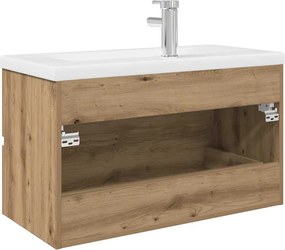 Umyvadlová skříňka s vestavěným umyvadlem a baterie dub artisan 3328934