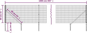 Drátěný plot s kotevními hroty antracitový 0,8 x 10 m 154256