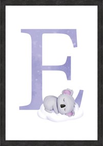 Abeceda písmena s koalou - Obraz, Plakát Velikost: B2 - 50x70 cm, Volba rámu: s černým rámem, Písmeno: E