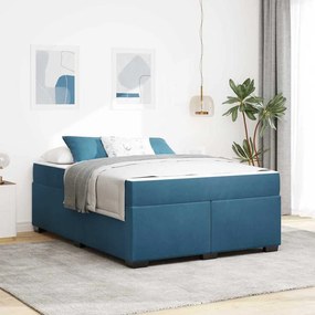 Rám postele s matrací Tmavě modrá 160 x 200 cm textil 3399300
