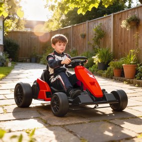 AIYAPLAY 24 V elektrické Go-Kart pro děti do 18 km/h, Gokart s drift funkcí, drift-kart s 2 motory, nastavitelná sedačka, červená