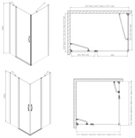 Gelco One čtvercový sprchový kout 1000x1000mm L/P varianta, rohový vstup GO4810GO4810