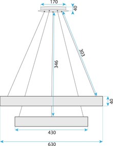 Toolight Toolight, LED závěsné osvětlení 63cm, 80W, G045-2CP, zlatá, OSW-06313