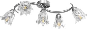 Stropní lampa průhledná skleněná stínidla 5 žárovek E14 tulipán 289233