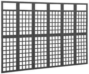 vidaXL Marketos 6dílná dělicí stěna / treláž masivní jedle černá 242,5 x 180 cm