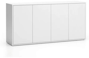 PLAN Kancelářská skřínka s dveřmi LAYERS, dlouhá, 1582 x 400 x 777, bílá / šedá