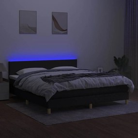 Box spring postel s matrací a LED černá 180x200 cm textil 3133575