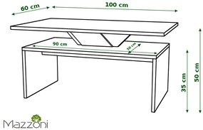 Mazzoni SISI bílý + černý, konferenční stolek, černobílý, obdélníkový