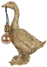 Stolní lampa ve tvaru zlaté husy držící lampu v zobáku – 42x23x60 cm