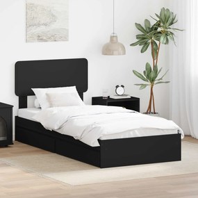 Postel s úložným prostorem Černá 90 x 190 cm Kompozitní dřevo 3412319