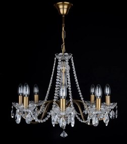 8 Arms plain crystal chandelier with cut crystal almonds ANTIK