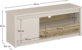 Kondela TV stolek, kašmír/dub evoke, KAROS 1D1S/130