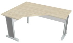 Stůl ergo lomený pravý 160×120/60 cm - Hobis Cross CEV 60 P Dekor stolové desky: akát, Dekor lamino podnože: bílá, Barva nohou: Stříbrná