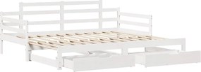 Válenda s přistýlkou a zásuvkami bez matrace bílá 90x200 cm 3302238