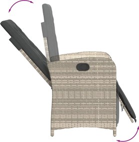 3dílný bistro set s poduškami světle šedý polyratan 3212605