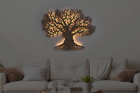 Li-Go "Olivovník" světelný strom s baterií 80x68cm provedení: dub světlý, varianta: ovládání na obraze (bez dálkového ovladače)