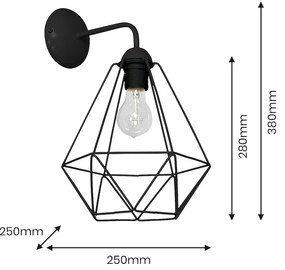 Nástěnné svítidlo Basket, 1x černé drátěné stínítko, b