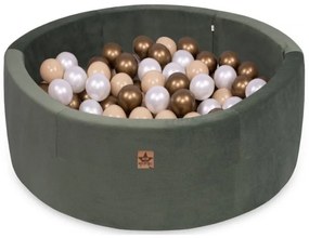 Bazén pro děti 90x30 cm Velvet + 200 balónků, khaki, Baby Nellys