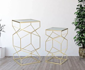 Sada 2 ks odkládacích stolků Glassy Coppia zlatá