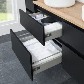 Mereo Mereo, Opto, koupelnová skříňka s keramickým umyvadlem 121 cm, bílá, dub, bílá/dub, černá, CN913