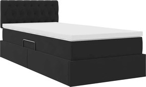 Postel s úložným prostorem s čelo Černá 90 x 190 cm samet 3370787