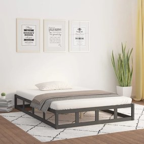 Rám postele šedý 135 x 190 cm Double masivní dřevo,  820838