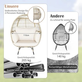 Costway Proutěné křeslo ve tvaru vejce Oversized vnitřní