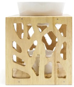 Klasická aromalampa Wooden Frame – s dřevěným rámem a dvěma porcelánovými miskami, moderní design